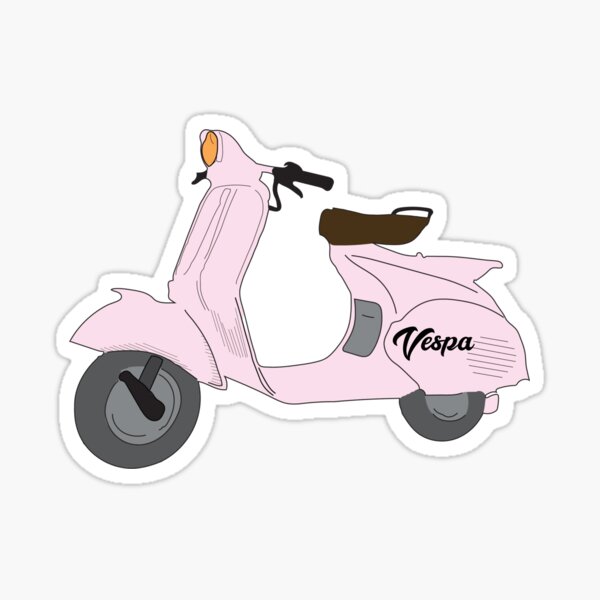 "Pink - Vespa scooter" Sticker for Sale by NoelNimmad | Redbubble