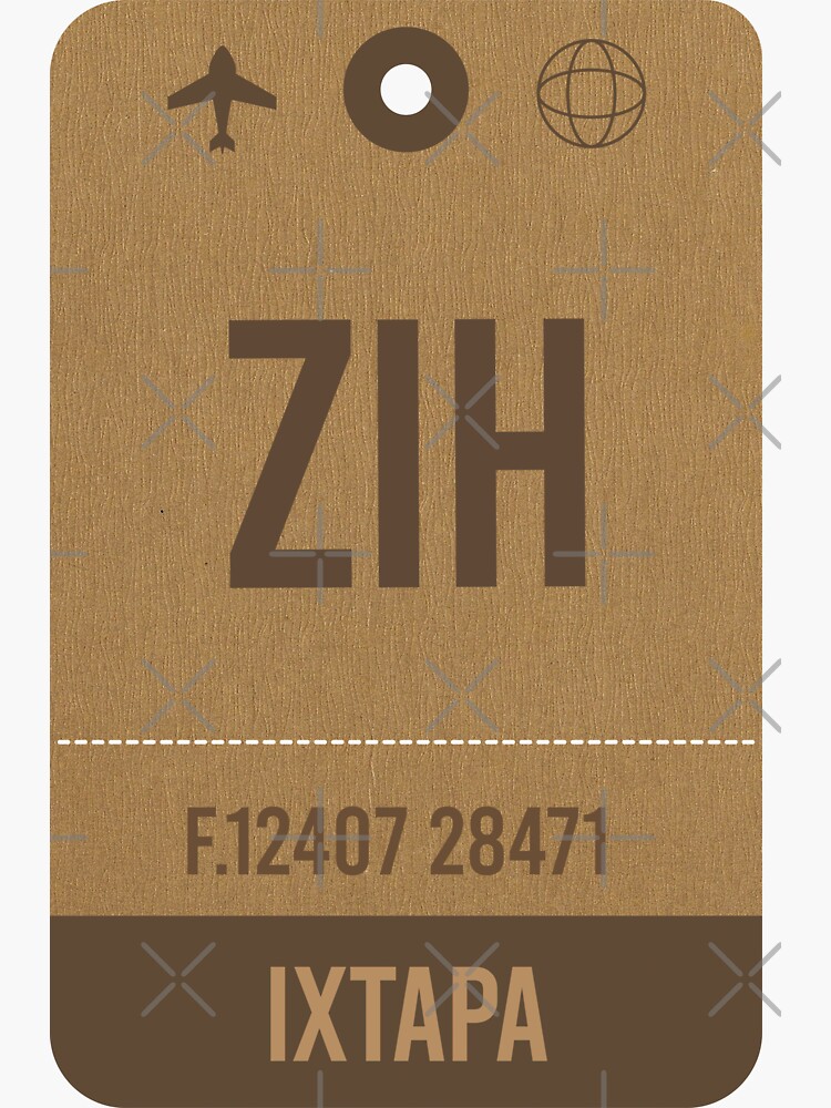 "ZIH Ixtapa Mexico Airline Airport Vintage Luggage Tag" Sticker by ...