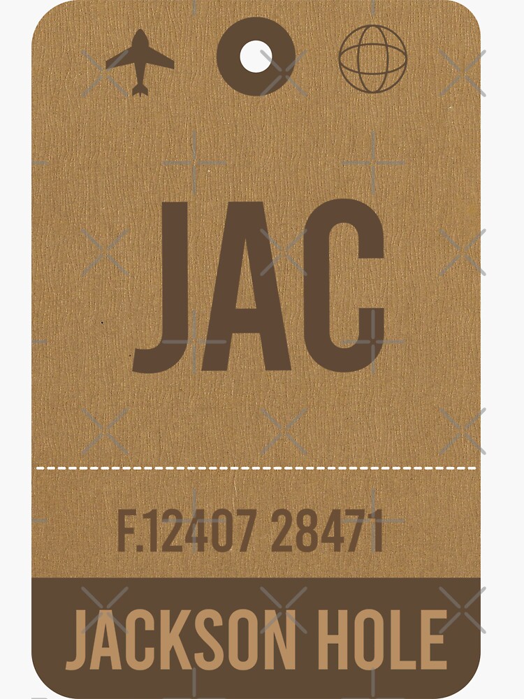 "JAC Jackson Hole USA Airline Airport Vintage Luggage Tag" Sticker for ...
