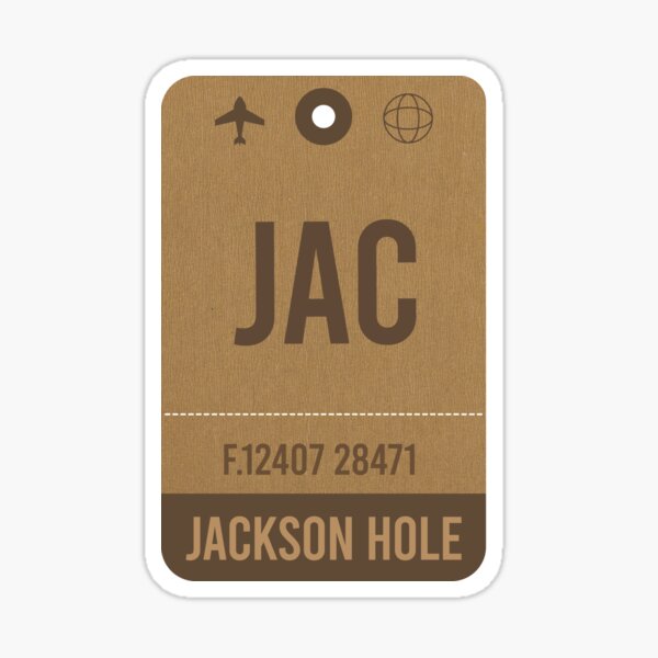 "JAC Jackson Hole USA Airline Airport Vintage Luggage Tag" Sticker for ...