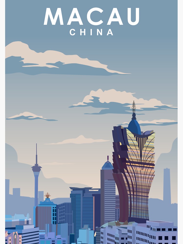 "Macau Travel Poster Vintage Minimal Art Print" Sticker for Sale by ...