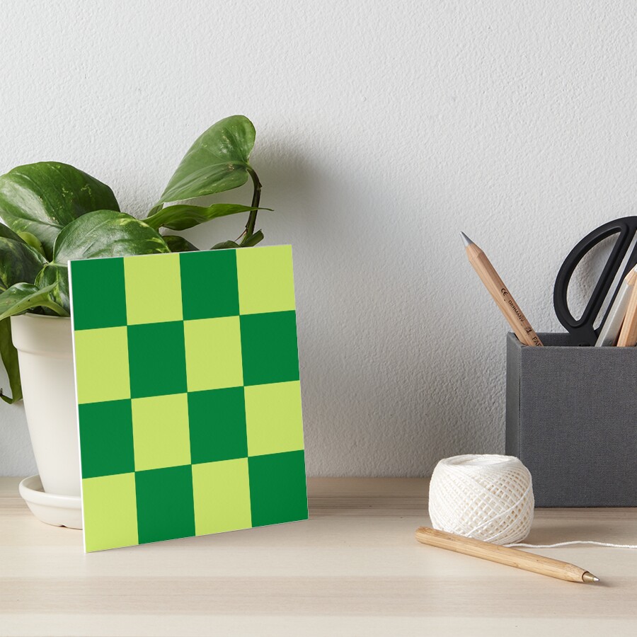 "Checker Design Pattern Dark Green Lime" Art Board Print by ...
