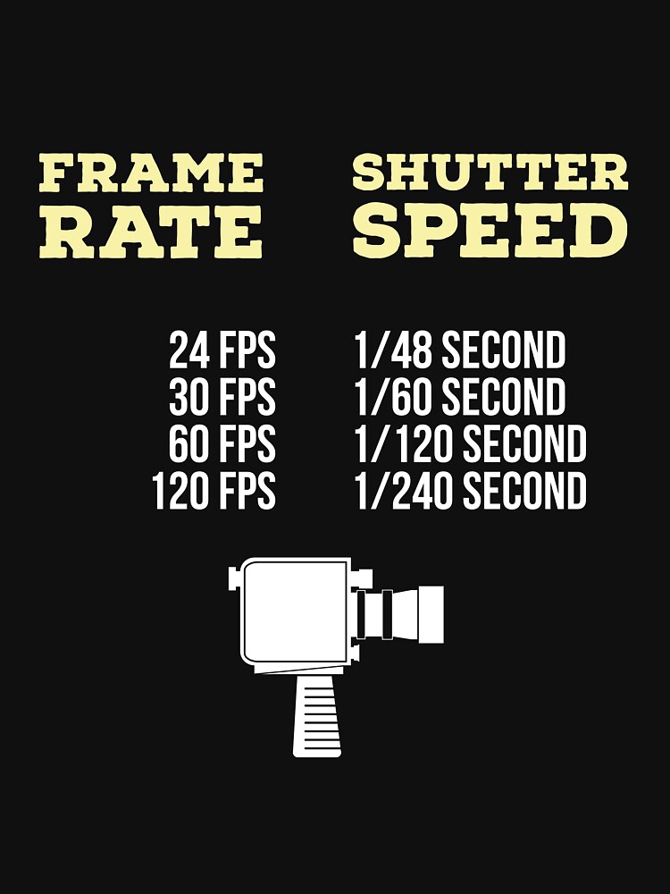 "Frame Rate Shutter Speed Chart For Filmmakers" T-shirt for Sale by ...
