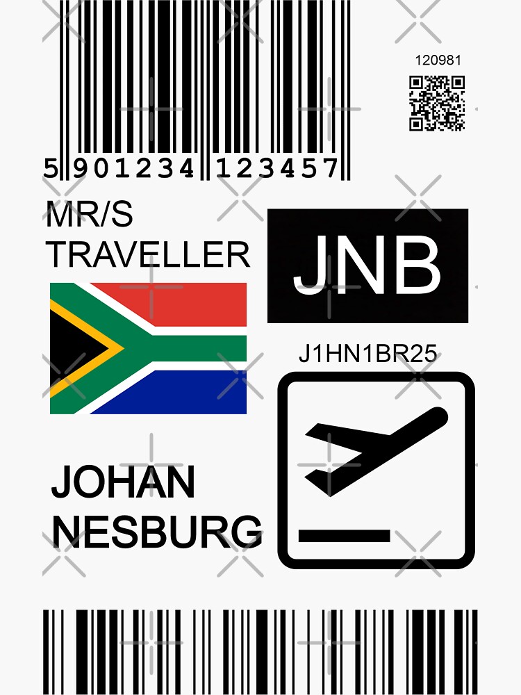 "Johannesburg Tambo International Airport luggage tag / ticket" Sticker ...