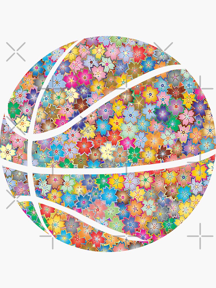 "Basketball Colorful Flowers Funny Sports Gift" Sticker for Sale by ...