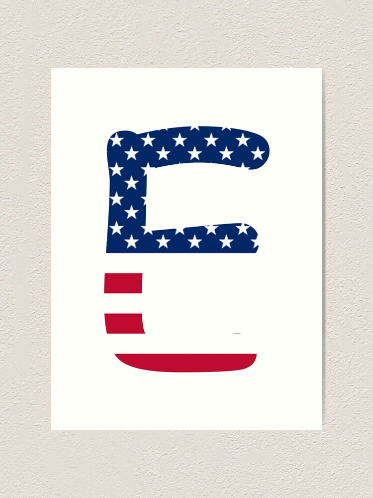 "Letter E Capital Alphabet American Flag E Gift" Art Print for Sale by ...