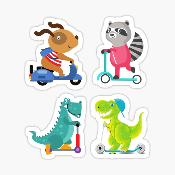 "Scooter Gang, Animals Riding Scooter, Sticker Pack Scooter, Scooter ...