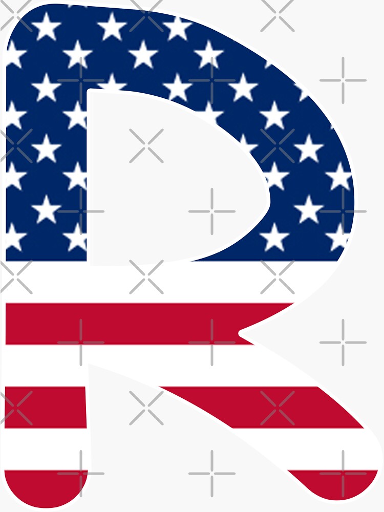 Pegatina «Letra R Capital Alfabeto Bandera Americana R Regalo» de ...