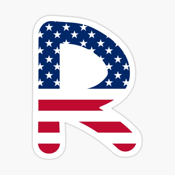 "Letter R Capital Alphabet American Flag R Gift" Sticker by Shariss ...