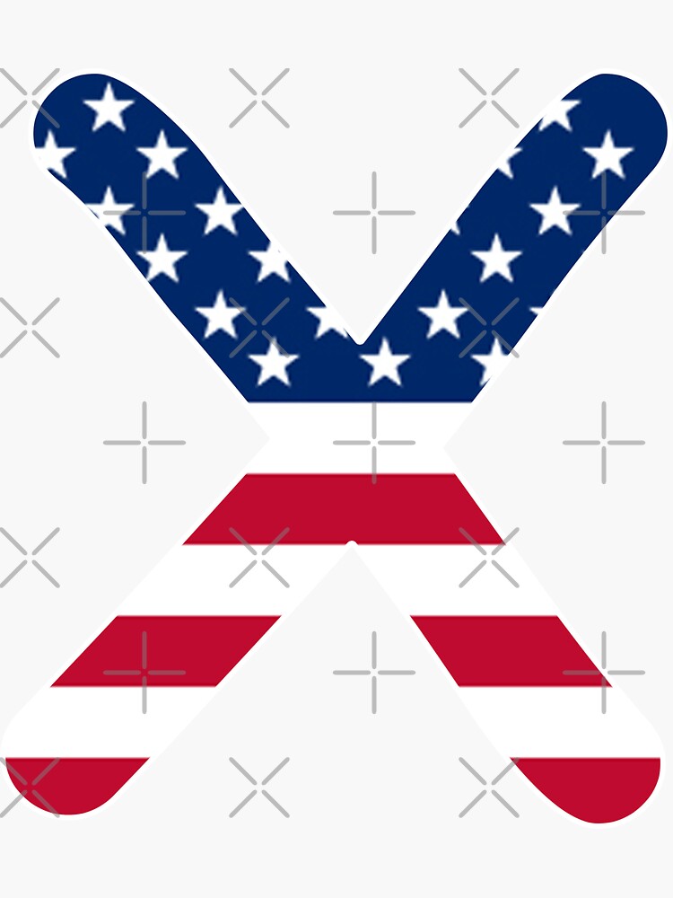 "Letter X Capital Alphabet American Flag X Gift" Sticker for Sale by ...
