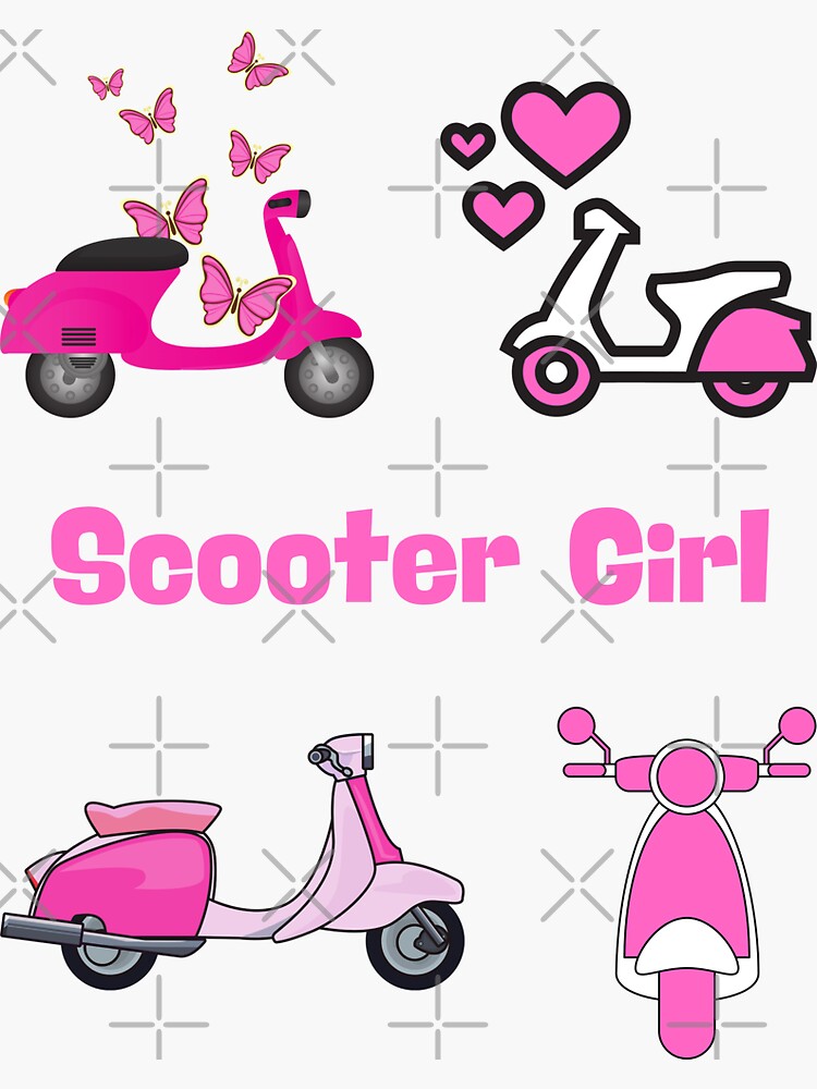 "Scooter Girl, Sticker Pack Scooter, Pink Scooter, Pink Vespa, Vespa ...