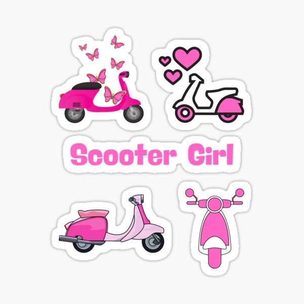 "Scooter Girl, Sticker Pack Scooter, Pink Scooter, Pink Vespa, Vespa ...