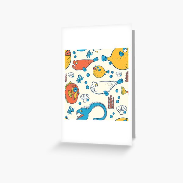 "Cute Deep Sea Creatures Doodle" Greeting Card for Sale by iamTY ...