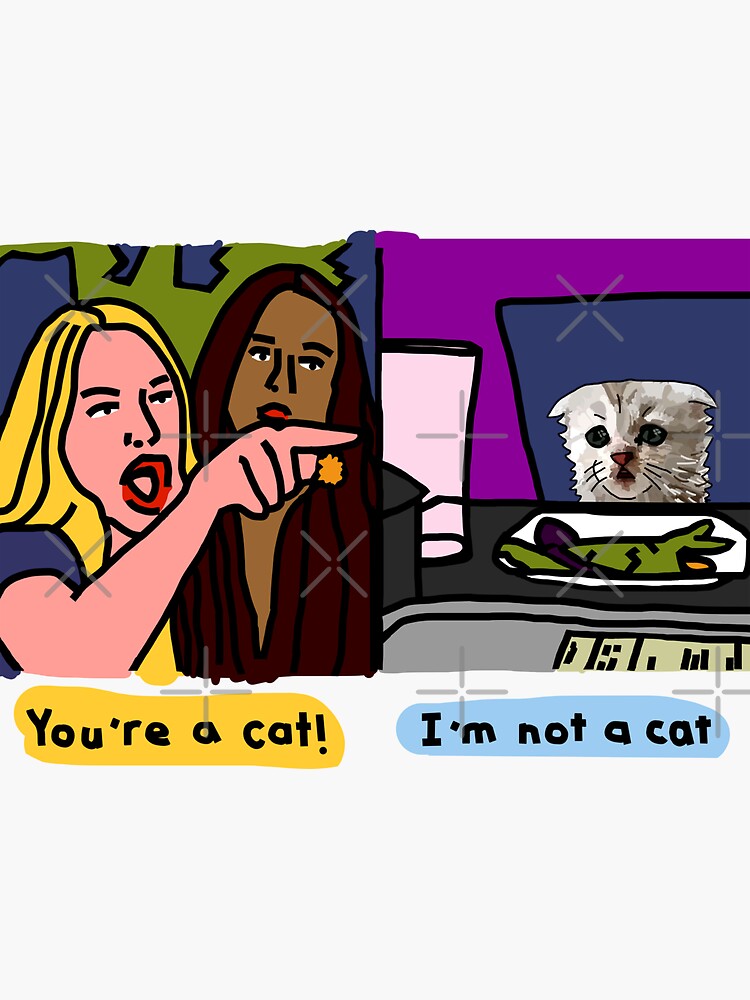 "Woman Yelling at Zoom Cat" Sticker by ellenhenry | Redbubble