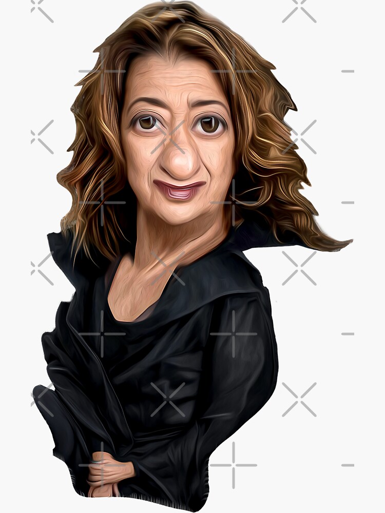 "Zaha Hadid Caricature Artwork" Sticker by architrendzteam | Redbubble