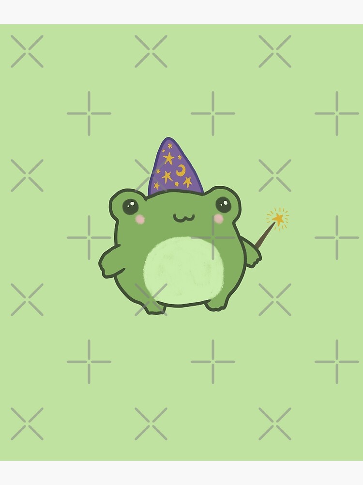 Lámina fotográfica «Cute Chubby Frog Wizard Hat Stars - Kawaii ...