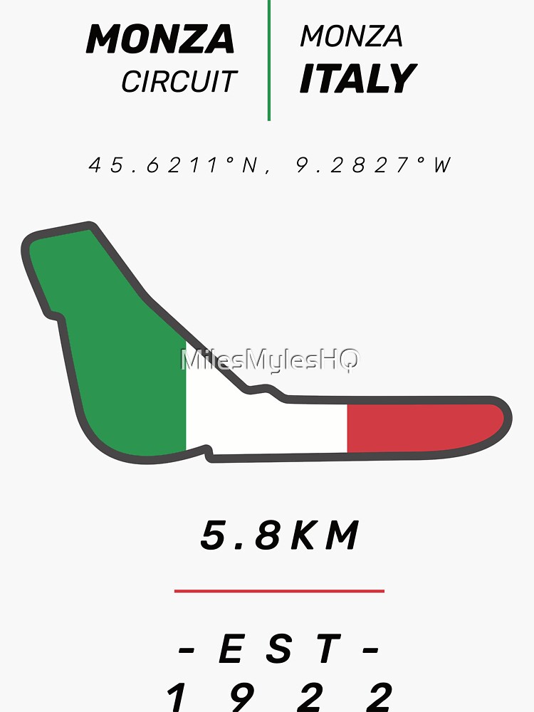 "Monza Circuit" Sticker for Sale by MilesMylesHQ | Redbubble
