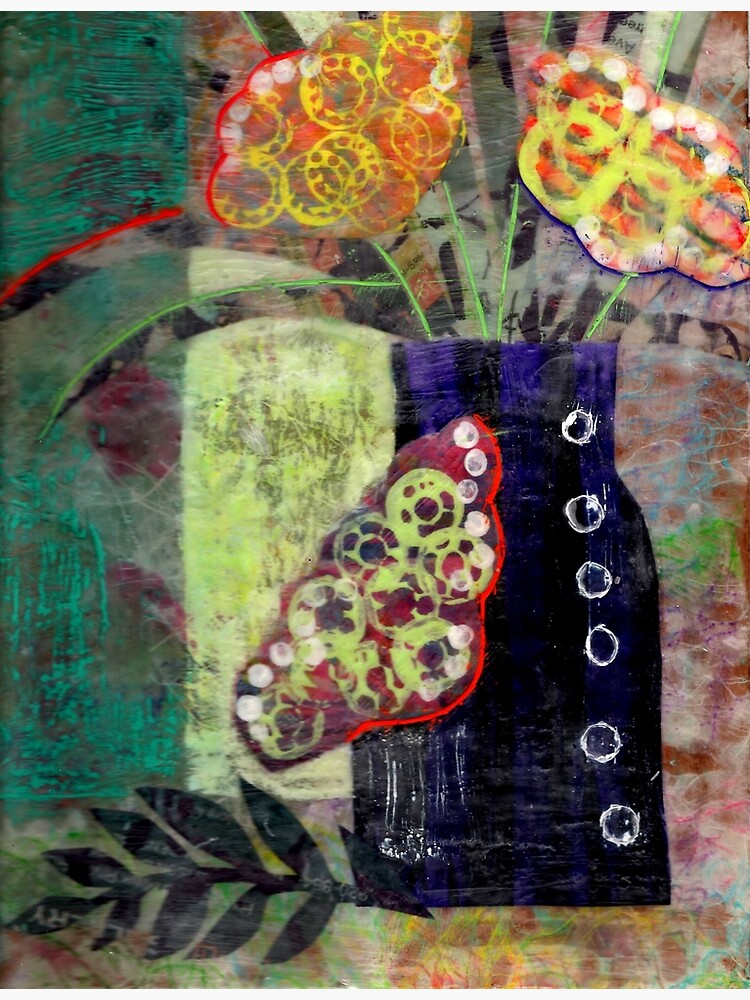 "Three yarrow in a blue glass bottle" Poster for Sale by ...