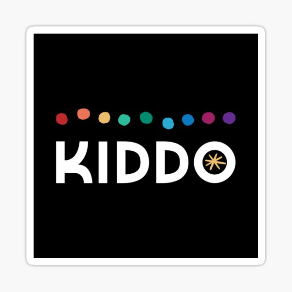 "Kiddo Logo, White Text" Sticker for Sale by emilysbonfire | Redbubble
