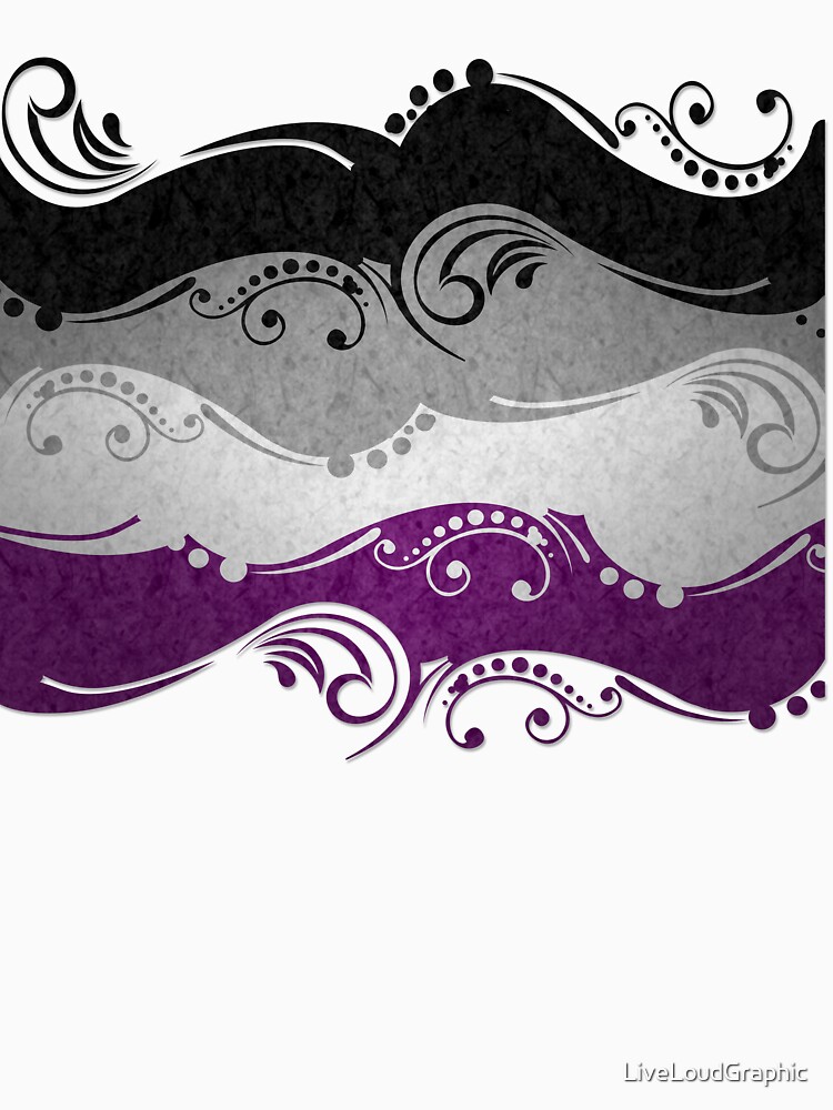 Fancy Swooped And Swirled Asexual Pride Flag Background T Shirt For