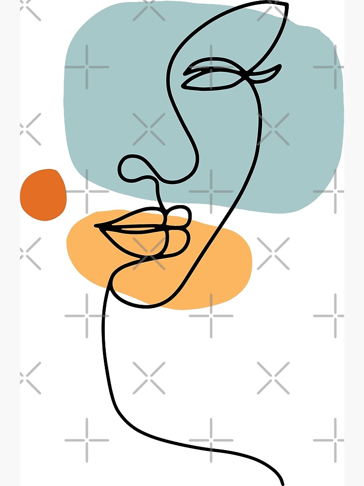 "Woman face clipart girl face Digital Graphics Face line art " Poster ...