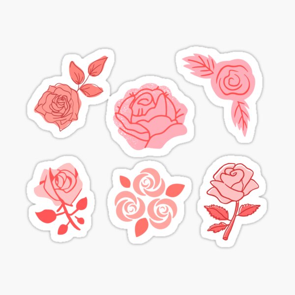 "Pink Roses Pack" Sticker by dailygarbs | Redbubble