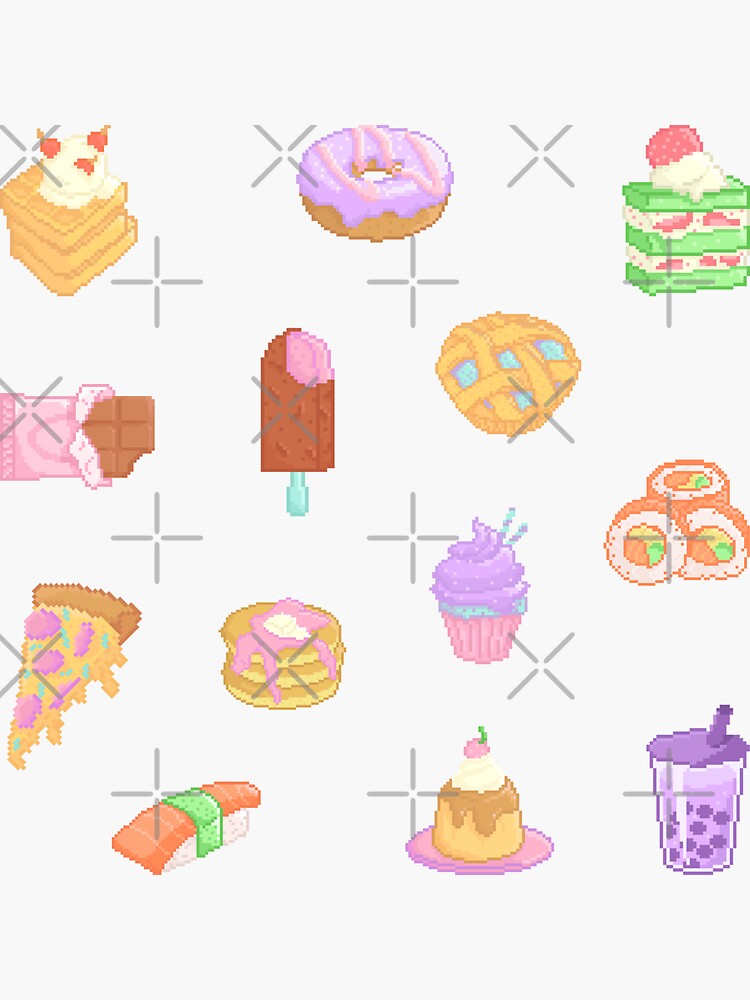 "8-Bit Food Sticker Pack" Sticker for Sale by nathalieaynie | Redbubble