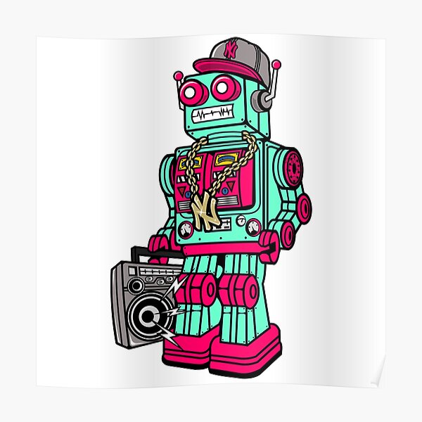 "Ghetto robot with gold chain" Poster for Sale by zerkil | Redbubble