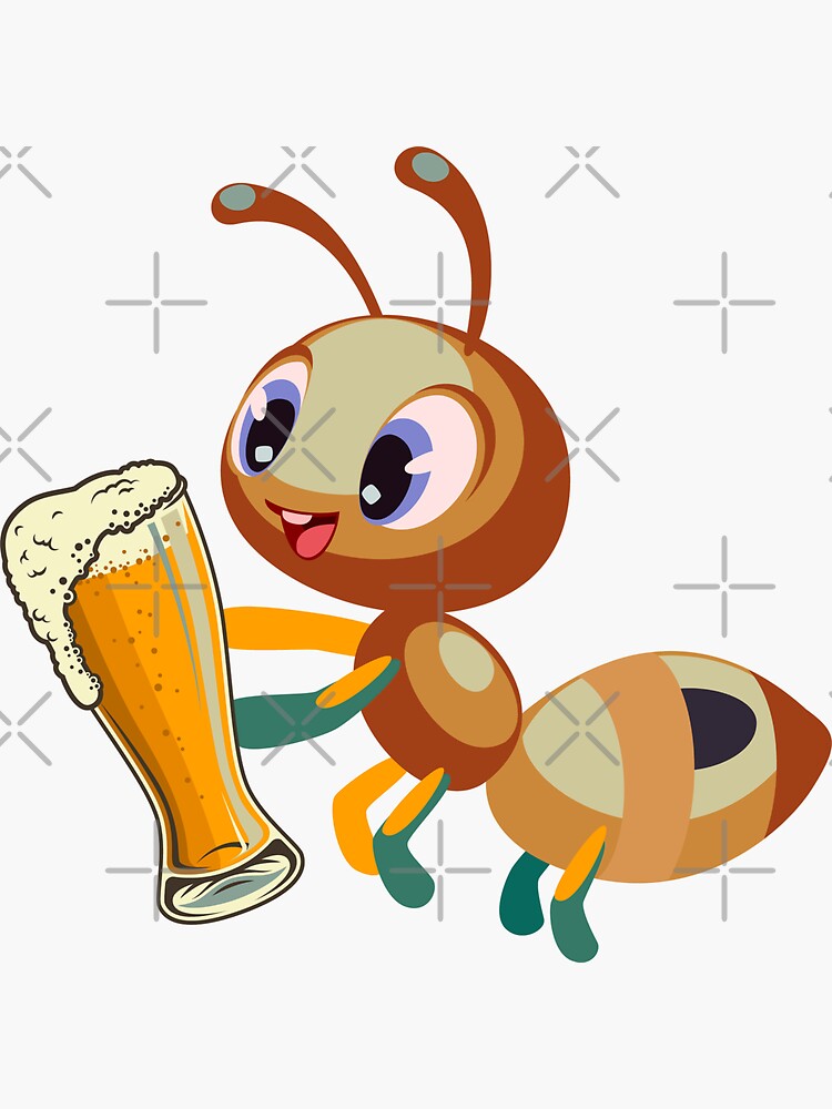"Ant serves beers" Sticker by MSRIMA | Redbubble