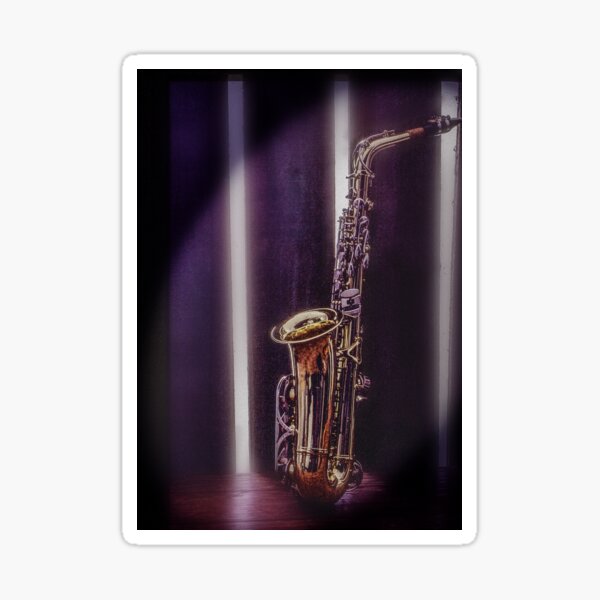 "musical instrument,saxaphone photograph,photoshoped" Sticker by ...