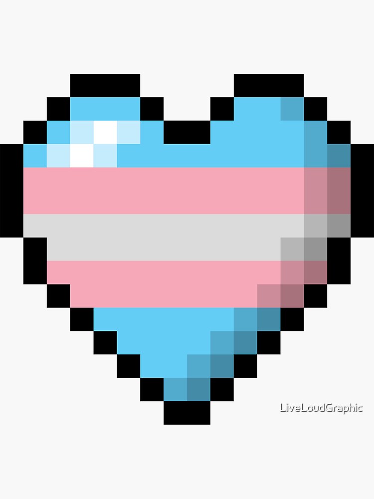 "Large Pixel Heart Design in Transgender Pride Flag Colors" Sticker for ...