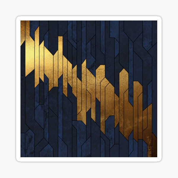"Navy Blue and Gold Abstract Towers" Sticker for Sale by AmbienceArt ...