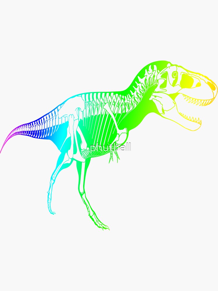 "Tyrannosaurus Rex T-Rex Rainbow dinosaur X-ray" Sticker by phutball ...