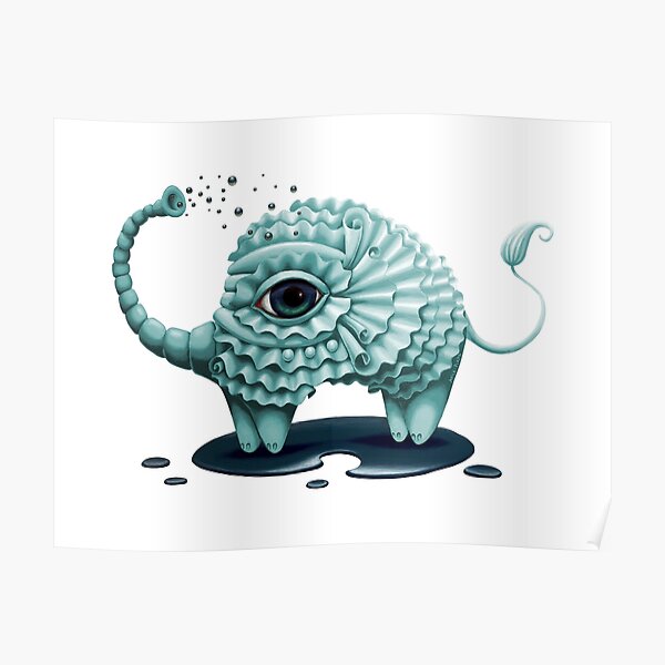 "Cute blue elephant" Poster by pikosanka | Redbubble