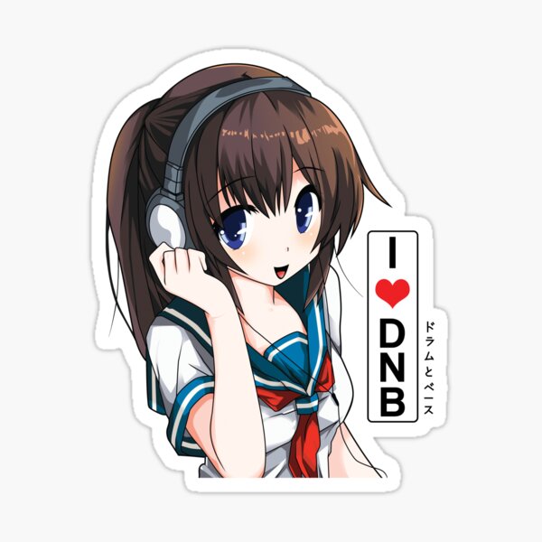 "ANIME DJ - I LOVE DNB" Sticker for Sale by BLICK-DESIGNS | Redbubble