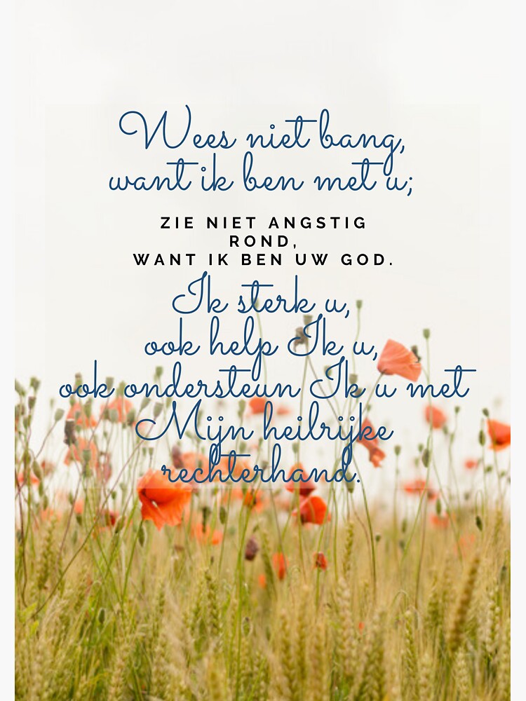 "Wees niet bang jesaja 41:10" Sticker for Sale by SeasonsOfSijsje | Redbubble