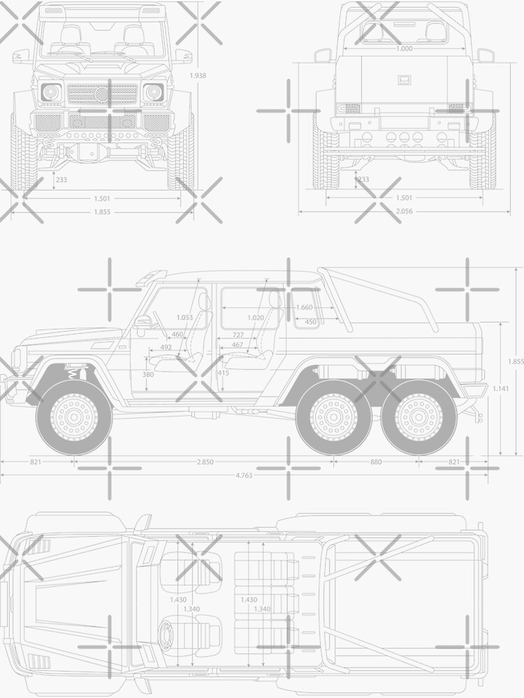 "G-Wagon 6x6 Blueprint - white" Sticker for Sale by bluprnt | Redbubble