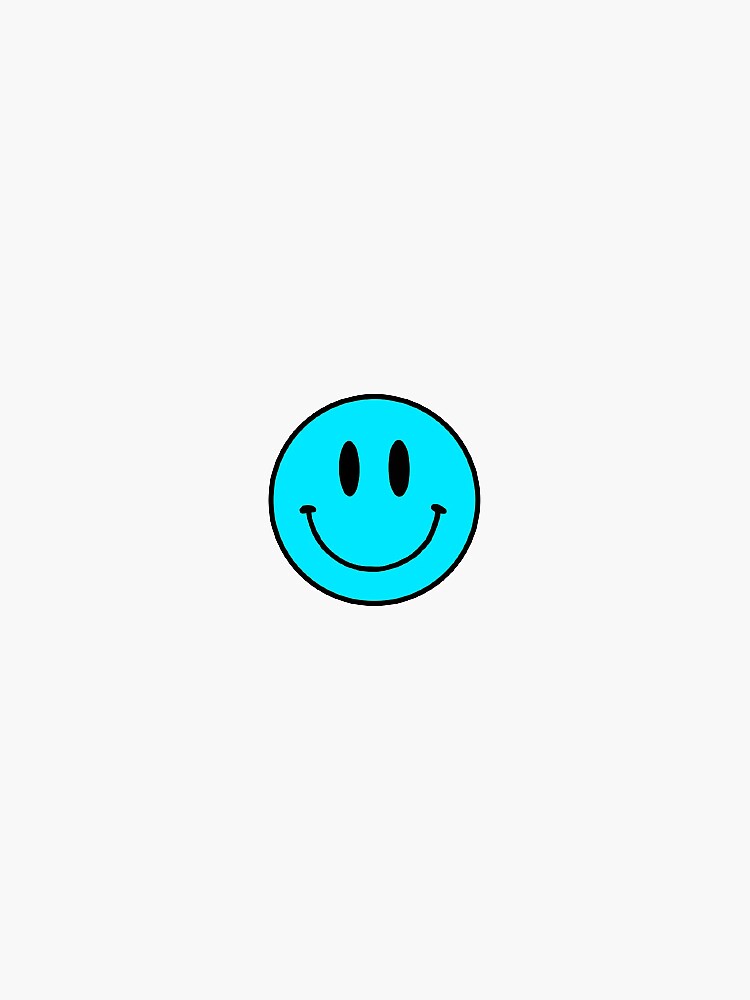 "Neon blue smiley face" Sticker for Sale by Kostrem | Redbubble