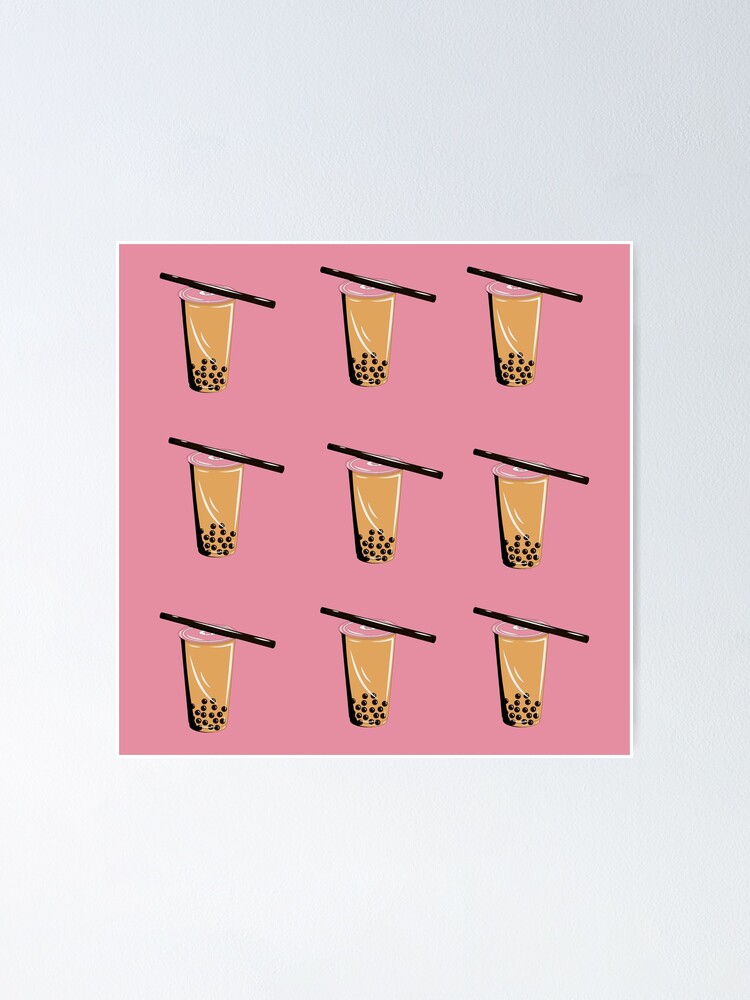 "pink bubble tea boba tea pattern" Poster for Sale by moremattie ...