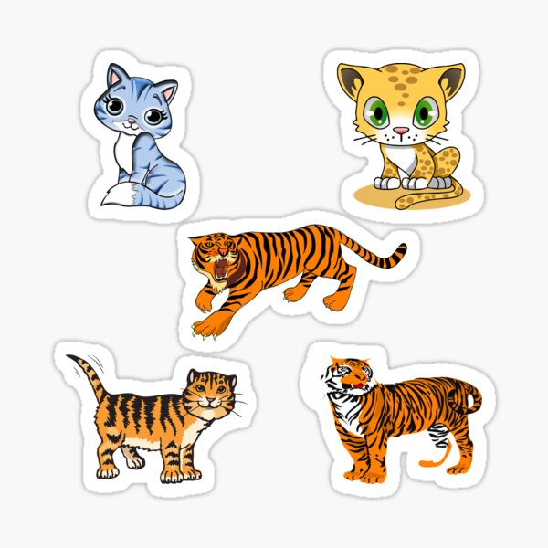 "Cat and Tiger Sticker Pack" Sticker for Sale by CheapPrice | Redbubble