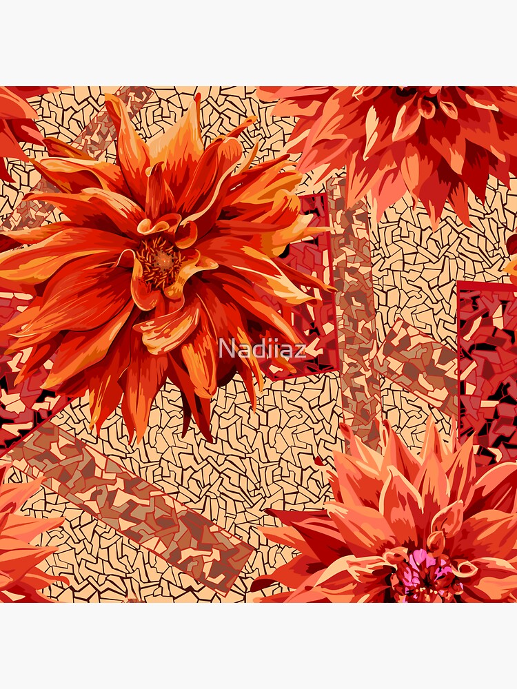 "seamless pattern of georgina flowers with abstract background" Sticker ...