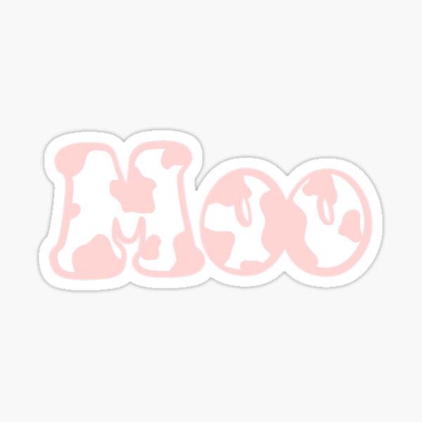 "Pink Moo Cow Print Word" Sticker by madebymarolus | Redbubble