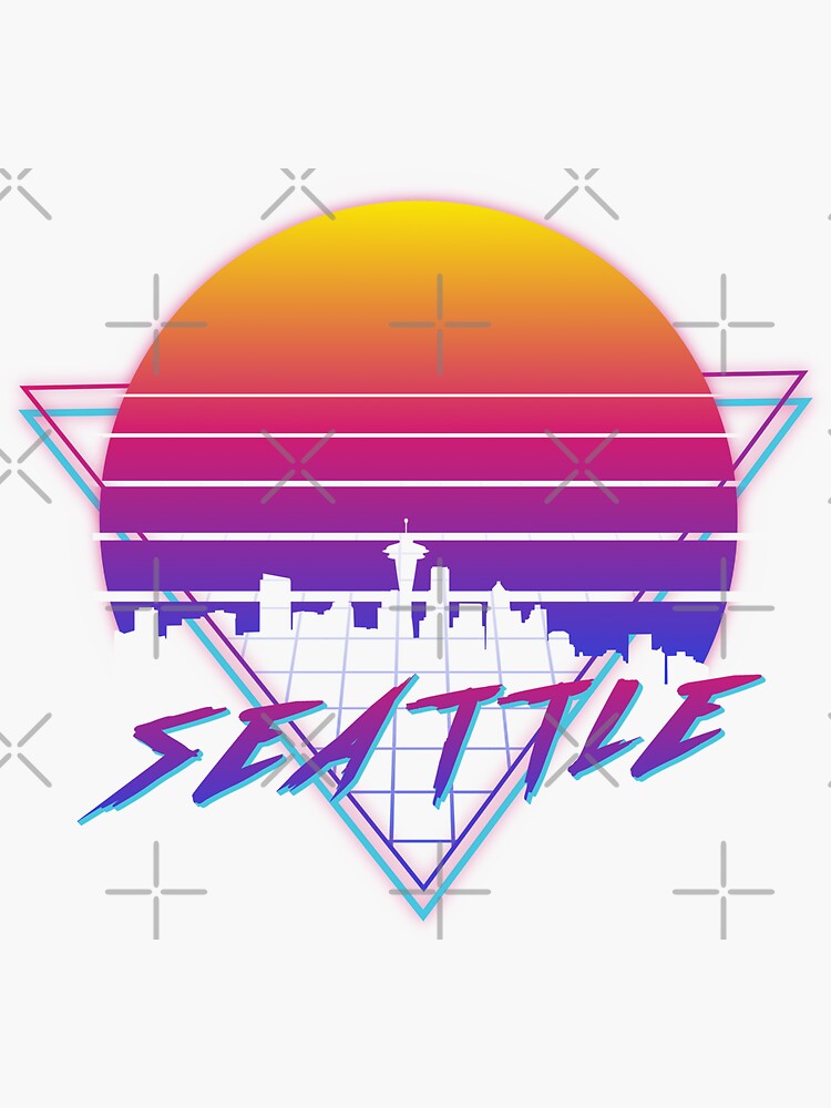 "Synthwave Seattle Sunrise - Triangles" Sticker for Sale by BoredGames ...
