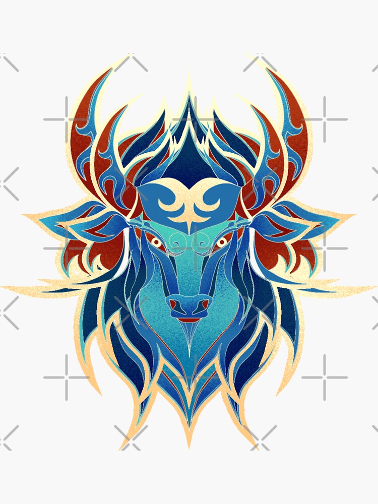 "Big Blue Angry Ox - Year of the Ox" Sticker for Sale by GoldfishEast ...