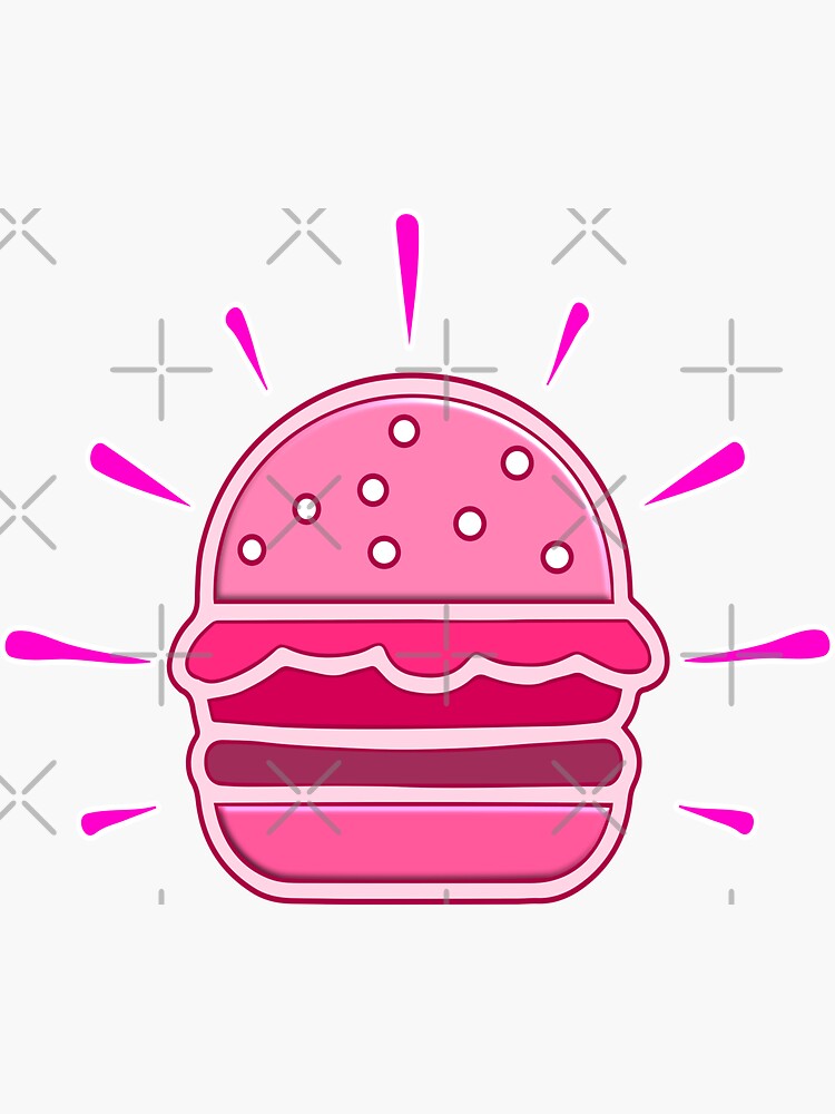 "Pink Hamburger FAST FOOD SNACK" Sticker for Sale by minimalartstory ...