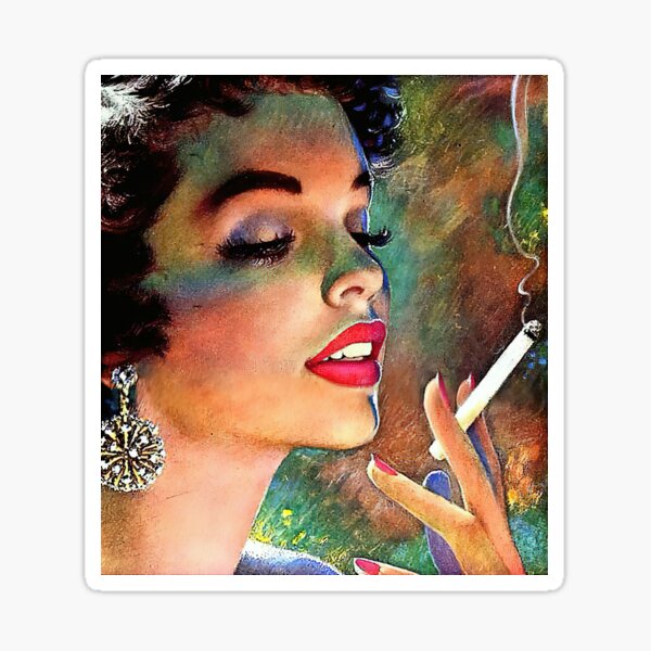 "GLAMOR GIRL SMOKING CIGARETTE" Sticker by INVISIBLE-ART | Redbubble