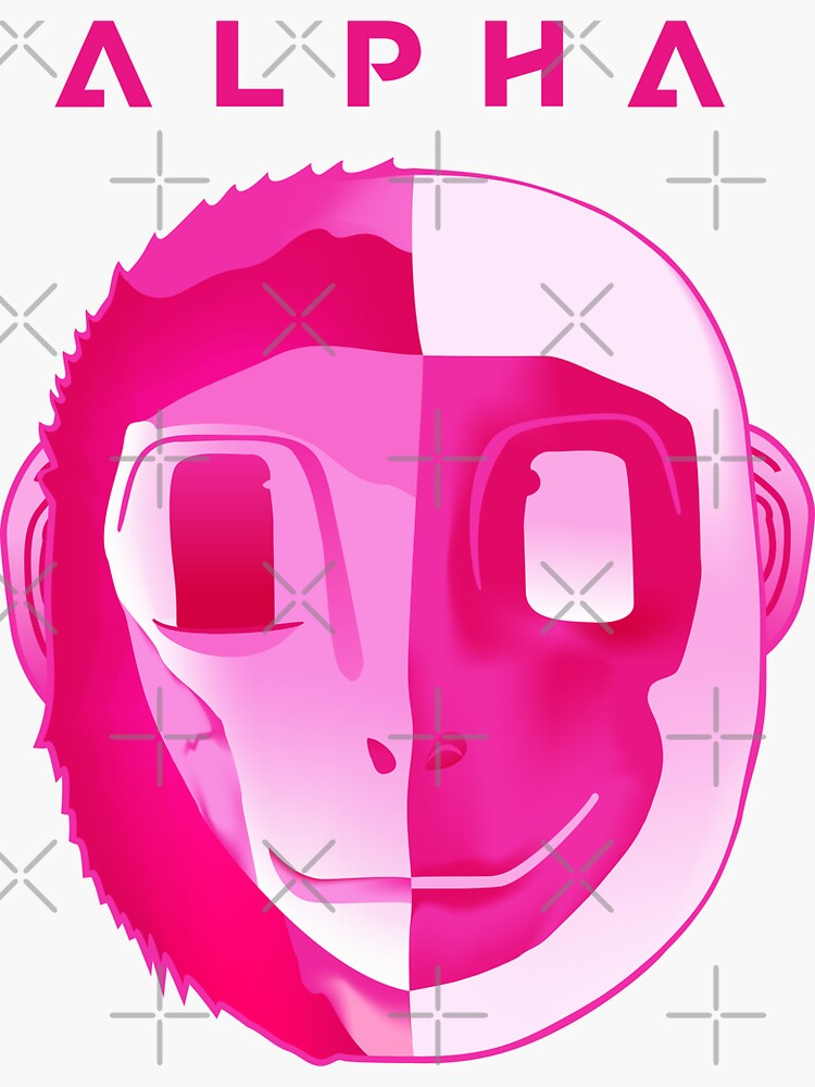 "Alpha Monkey Animal Art Pink" Sticker for Sale by TENALPHA | Redbubble