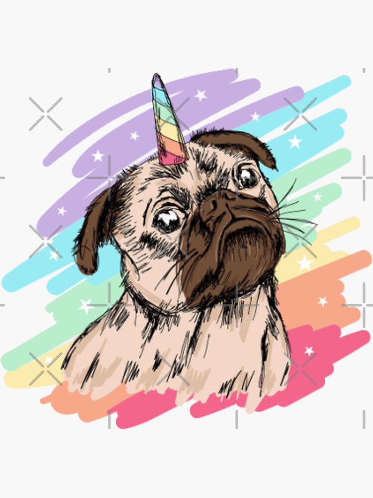 "Unipug" Sticker for Sale by THISPUGVIBE | Redbubble