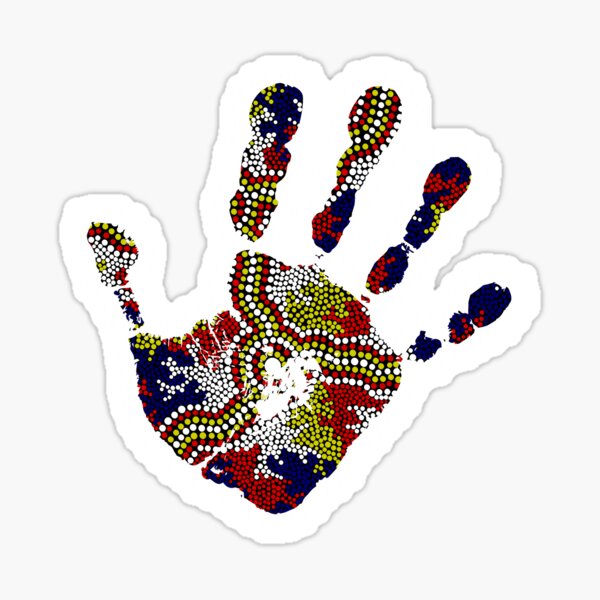 "Authentic Aboriginal Art - Hand " Sticker for Sale by HogarthArts ...