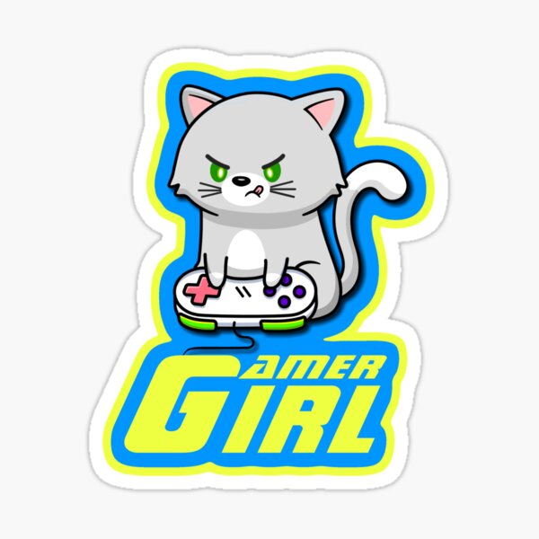 "Gamer Girl Cat Geek Chic" Sticker by Alondra | Redbubble